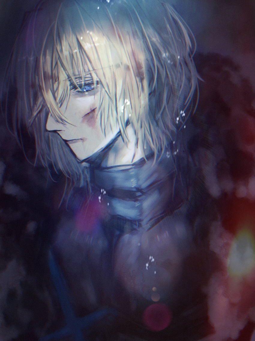 Safebooru - 1boy armor black armor black fur blonde hair blue eyes breastplate bruise bruise on ...