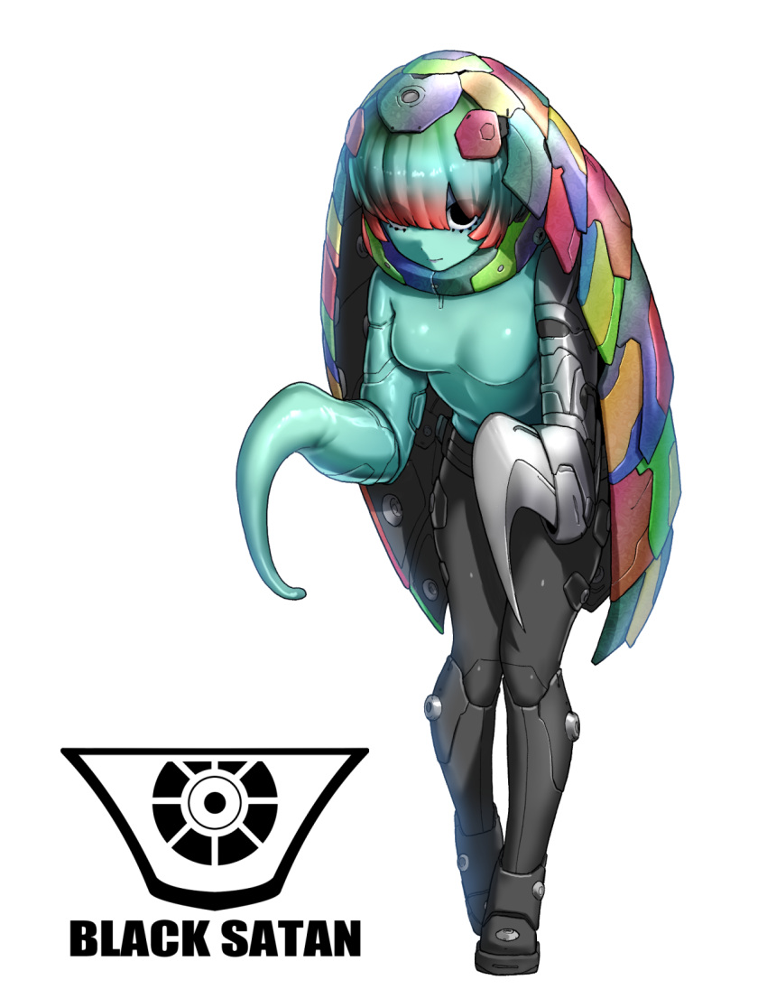 Safebooru - 1girl aqua hair aqua skin armadillo shell belt black belt black eyes black footwear ...