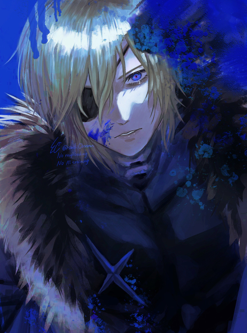 Safebooru - 1boy absurdres armor black armor black fur blonde hair blue cape breastplate cape ...