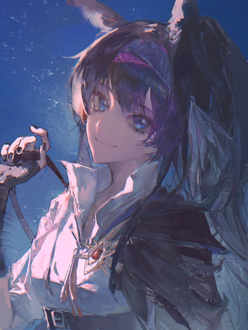 Safebooru - 1girl alariess animal ears arknights belt black belt black cape black gloves black ...