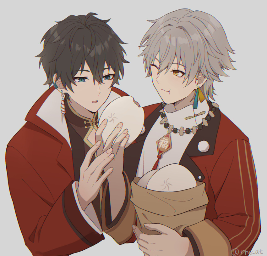 Safebooru - 2boys aqua eyes baozi black hair caelus (honkai: star rail ...