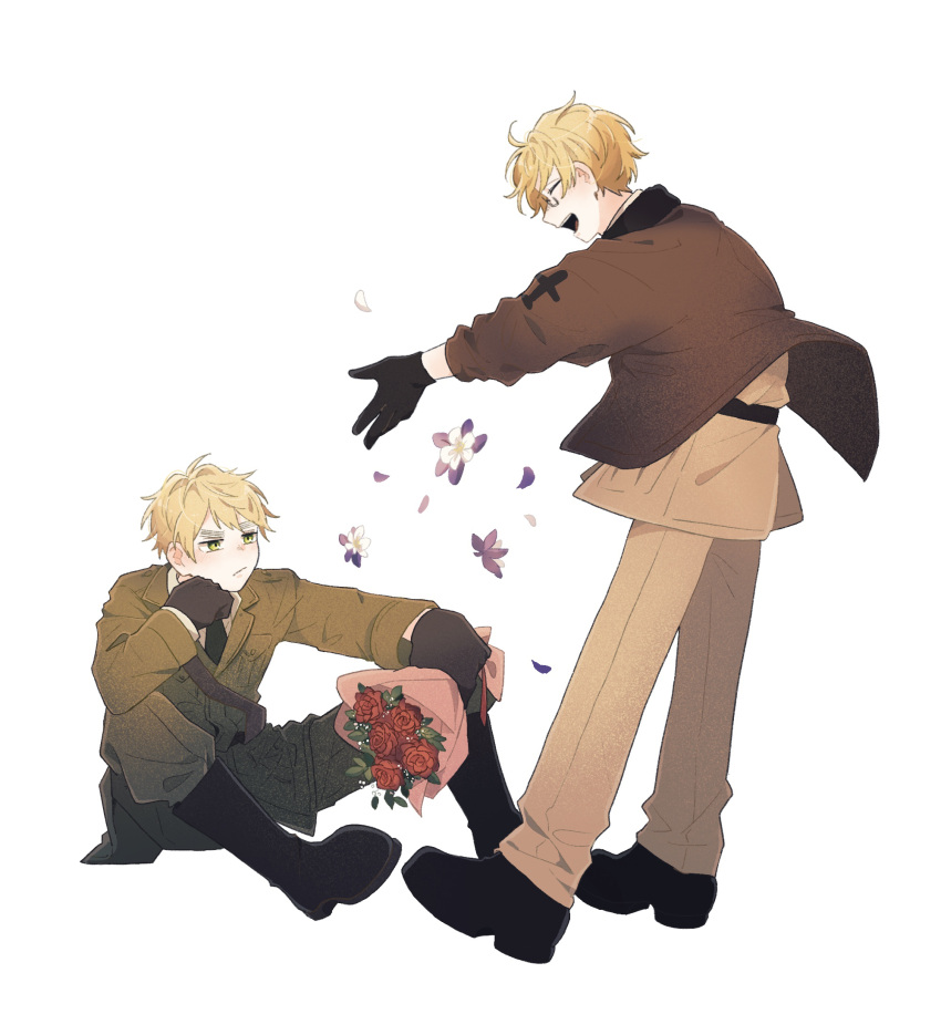 Safebooru - 2boys ahoge america (hetalia) arms up axis powers hetalia back baggy pants belt ...