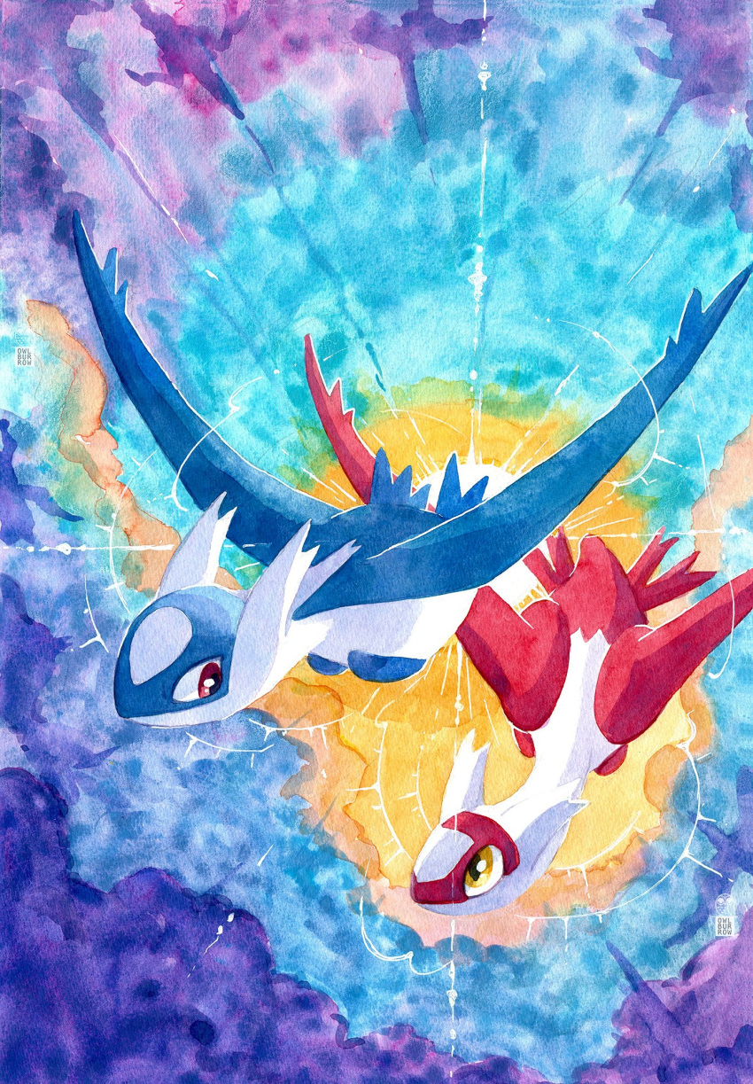 Safebooru - animal focus flying highres latias latios looking down ...