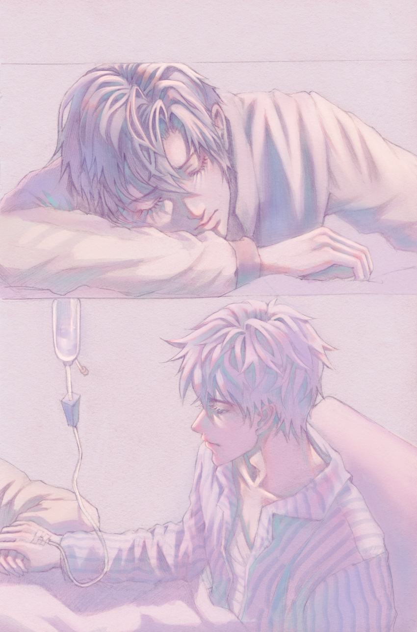 Safebooru - 1boy absurdres blanket chinese commentary closed eyes ...
