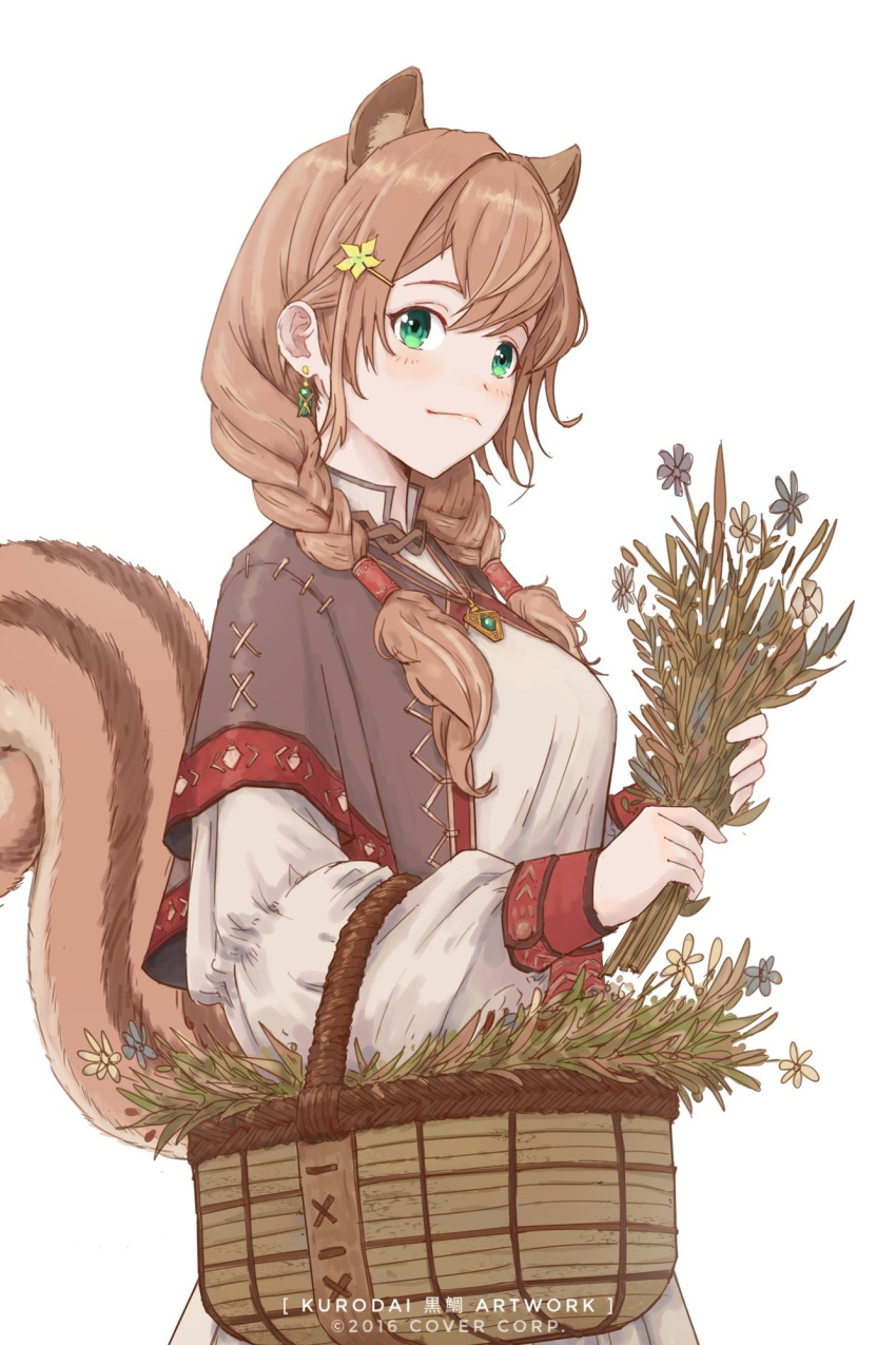 Safebooru - 1girl animal ears ayunda risu blush braid breasts brown hair cosplay green eyes hair ...