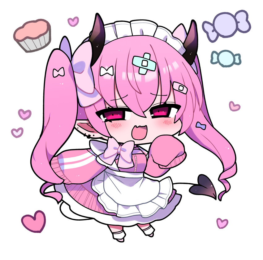 Safebooru - 1girl :d absurdres apron bandaid bandaid hair ornament ...