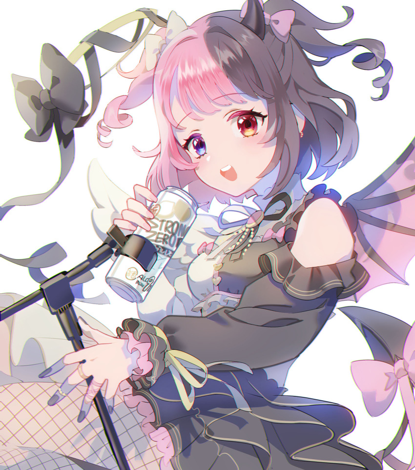 Safebooru - 1girl amaki pururu asymmetrical wings bat wings black bow ...