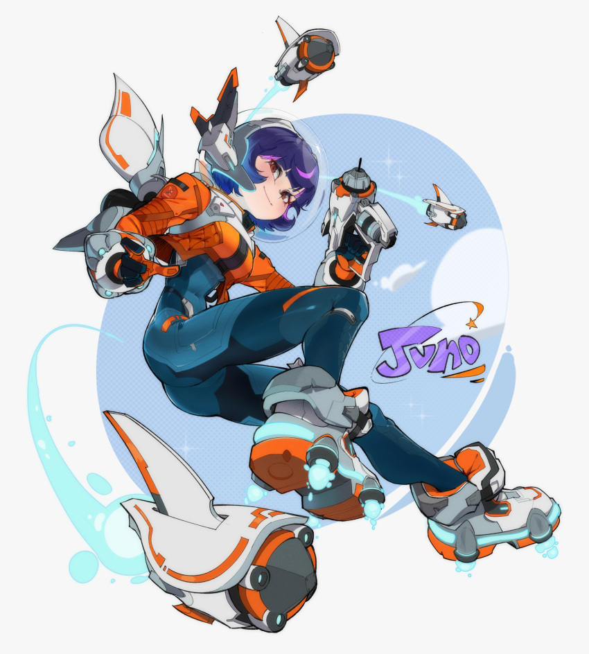 Safebooru - 1girl backpack bag blue bodysuit blue suit bodysuit brown ...