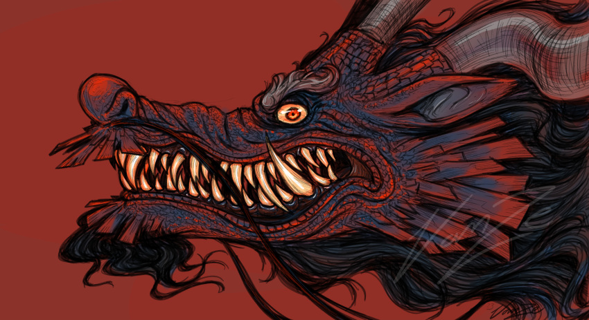 Safebooru - 1boy black hair blue scales colored sclera dragon dragon ...