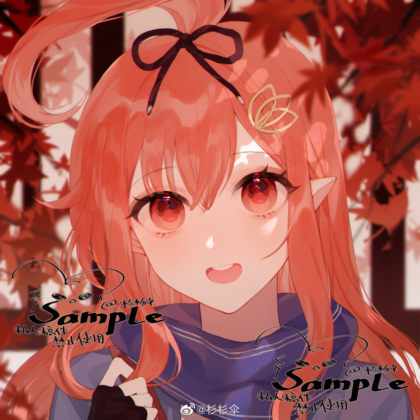 Safebooru - 1girl autumn autumn leaves bag black gloves black ribbon blue jacket blue scarf ...