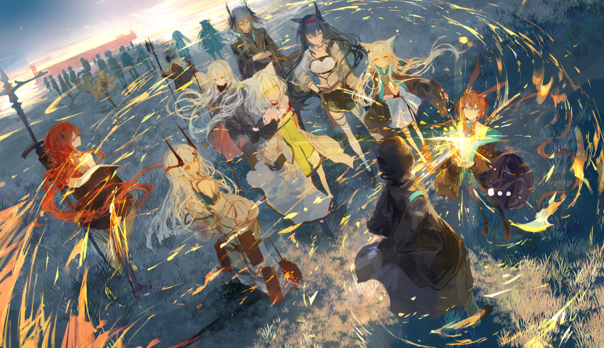 Safebooru - 1boy 1other 6+girls absurdres ambiguous gender amiya (arknights) animal ears ...