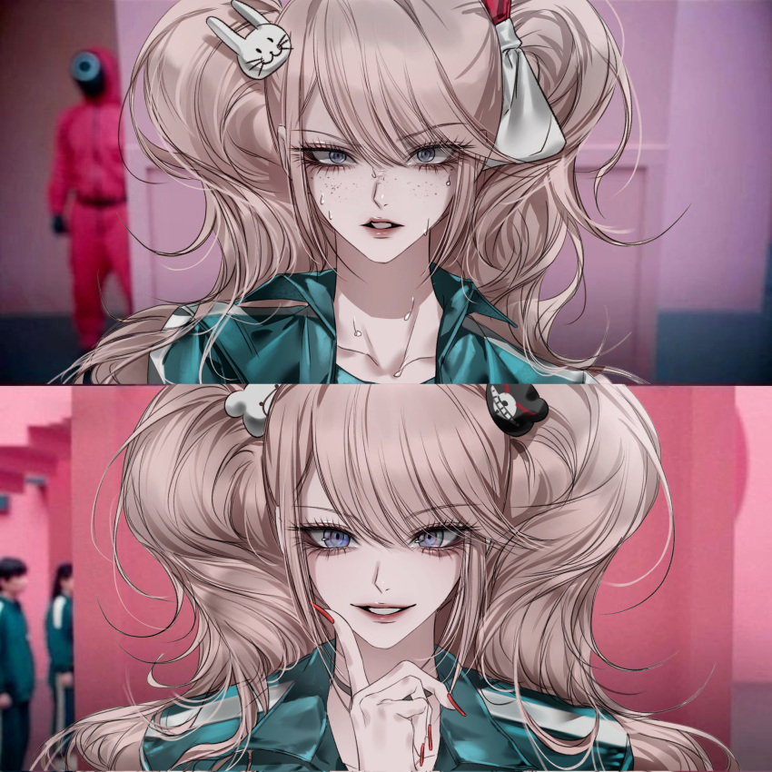 Safebooru - 2girls animal hair ornament bear hair ornament blonde hair ...