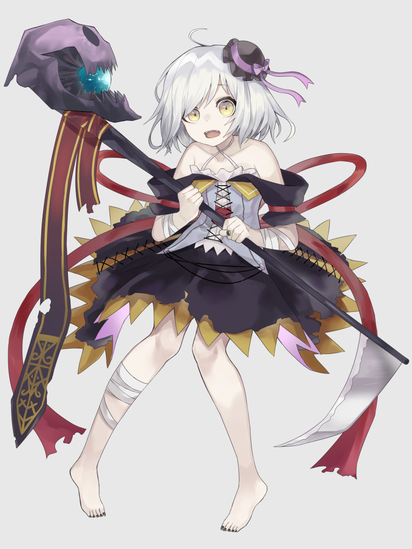 Safebooru - 1girl absurdres bandage bandaged arm bandaged leg bandages barefoot black nails grey ...