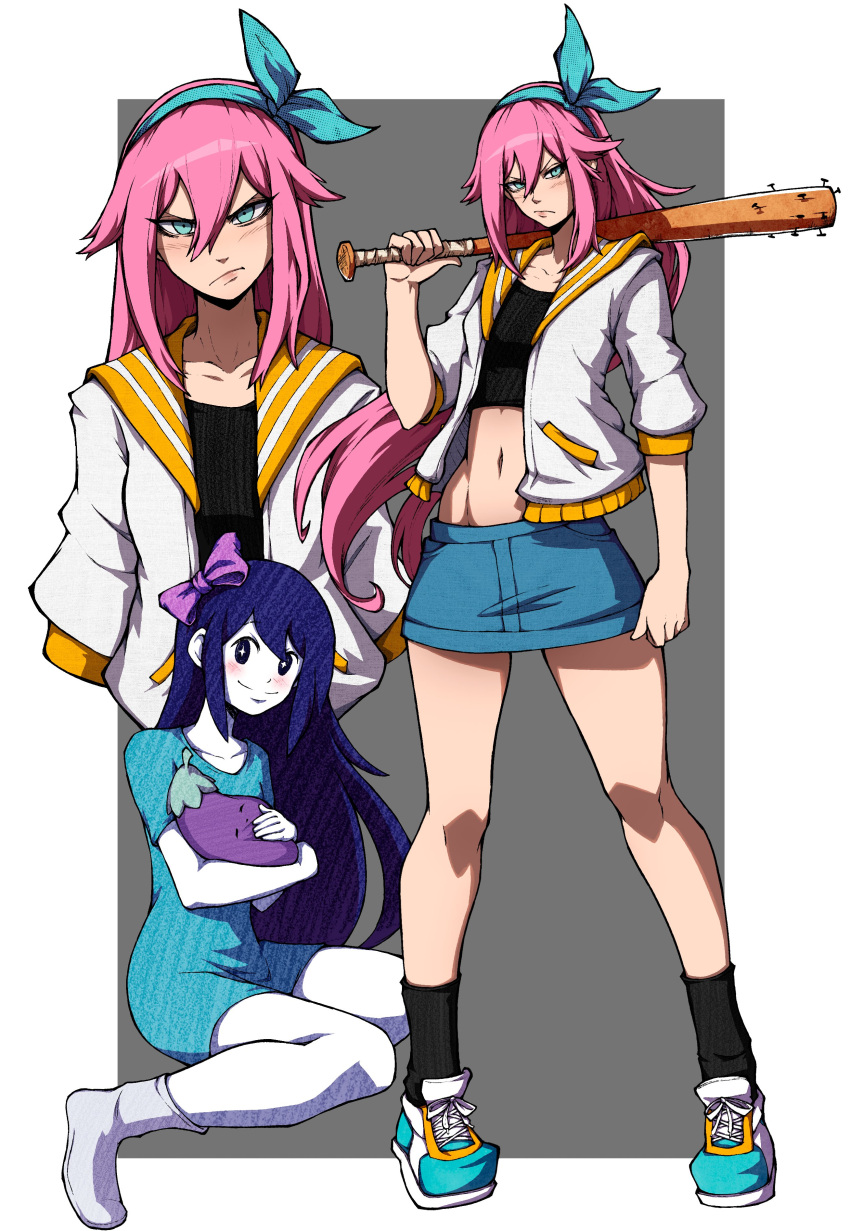 Safebooru - 1other 2girls absurdres aubrey (faraway) (omori) aubrey (headspace) (omori) aubrey ...