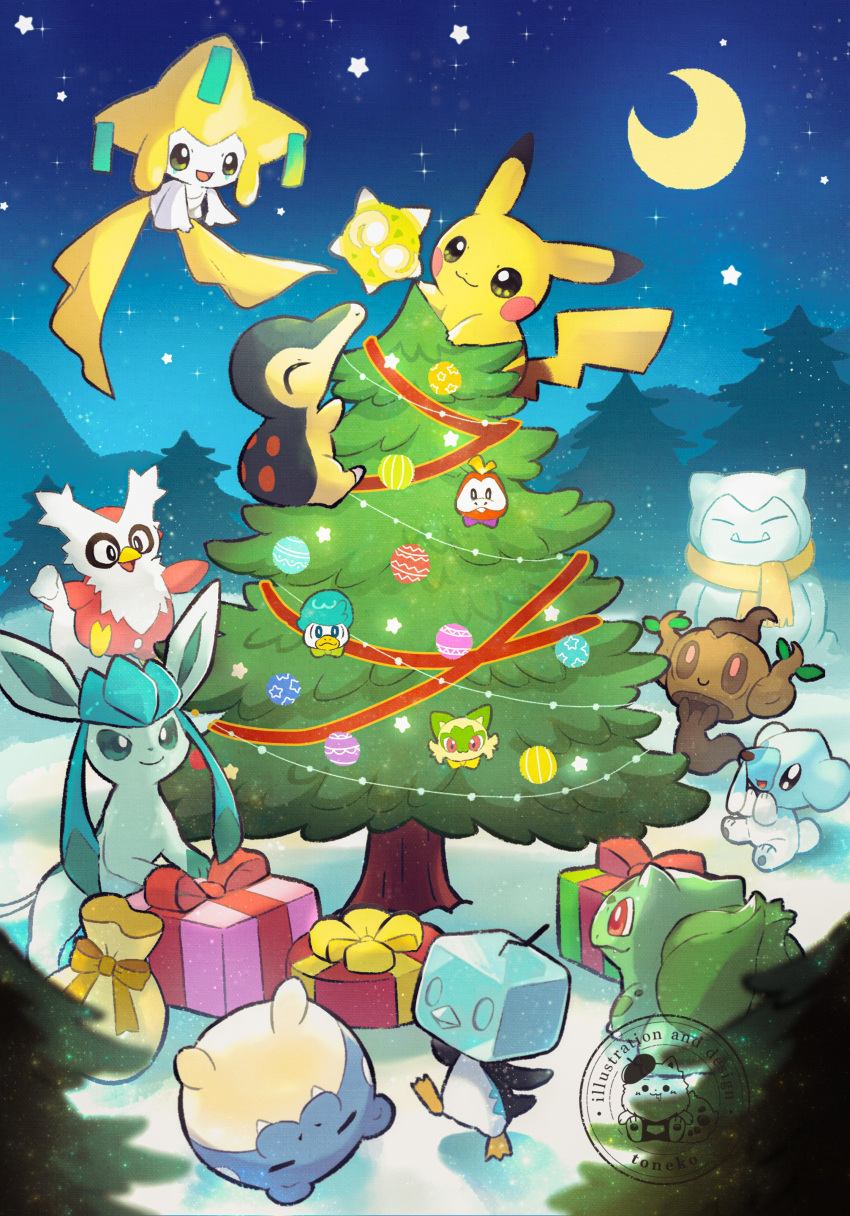 Safebooru - absurdres bulbasaur christmas christmas ornaments christmas tree cubchoo cyndaquil ...
