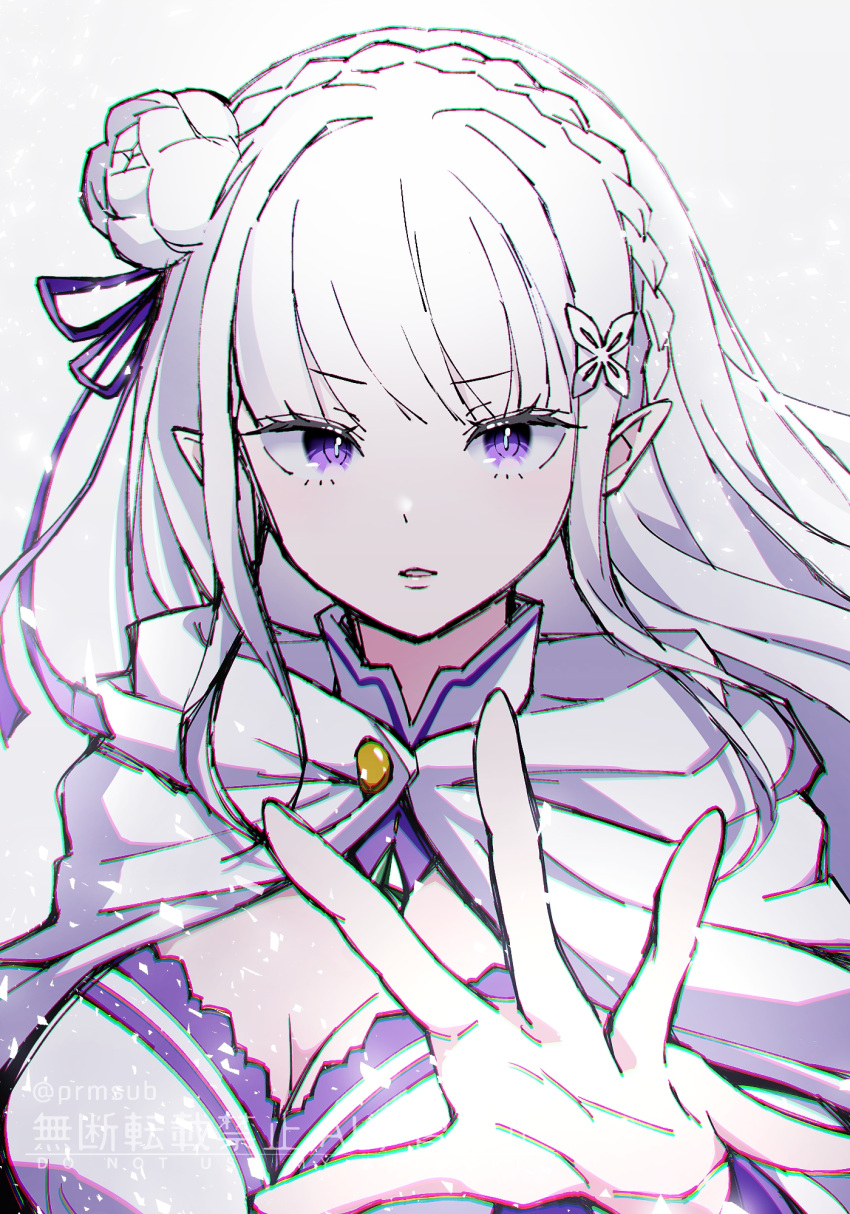 Safebooru - 1girl braid breasts cloak colored skin elf emilia (re:zero ...