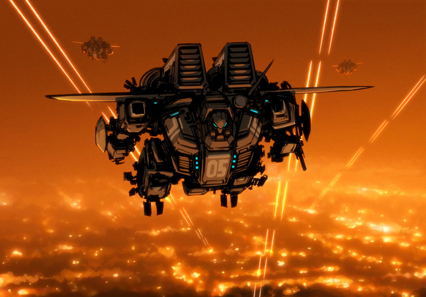 Safebooru - anti-aircraft fire flying glowing juan richard feliz mecha ...