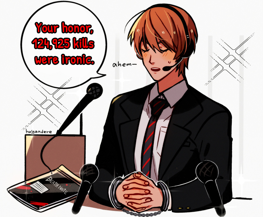 Safebooru - 1boy blood blush brown hair closed eyes death note death ...