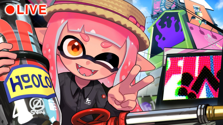 Safebooru - 1girl black shirt boater hat bow brown hat collared shirt ...