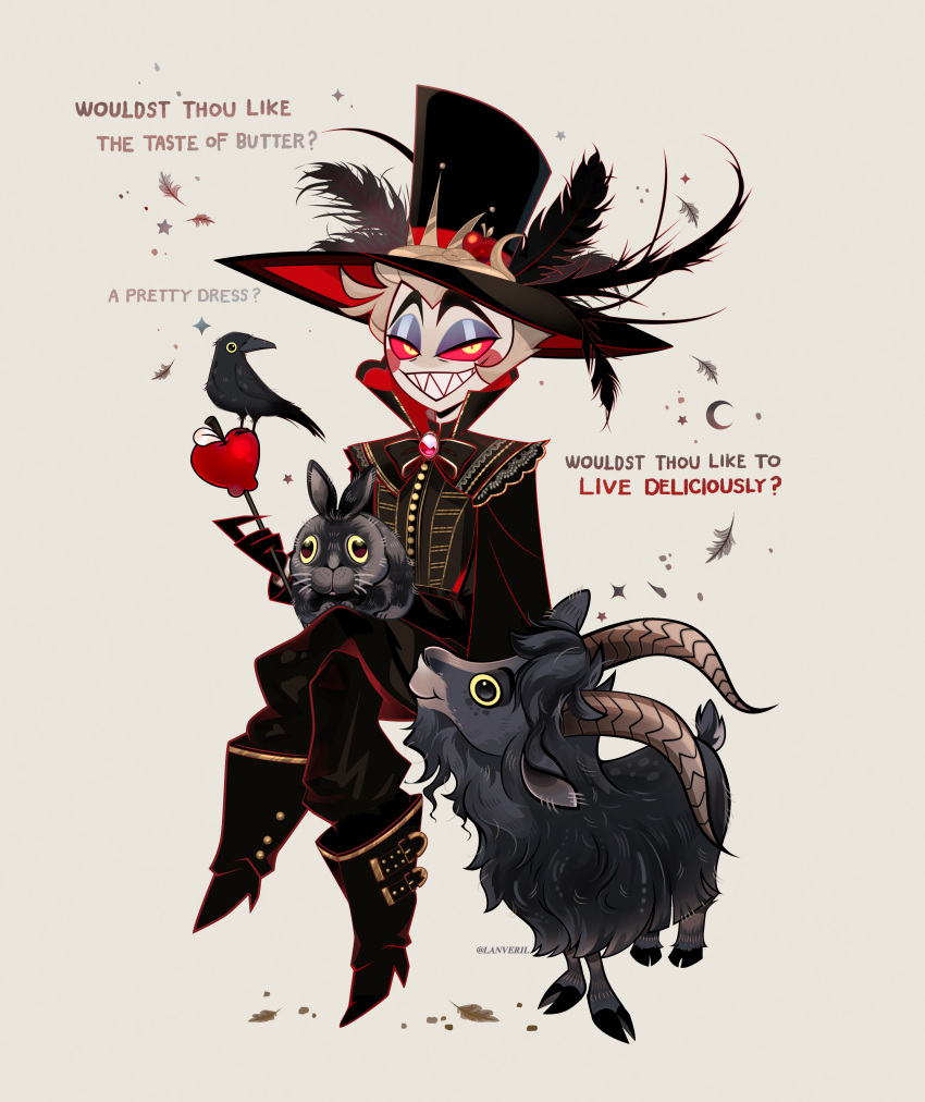Safebooru - 1boy absurdres bird black hat blonde hair crow demon demon ...