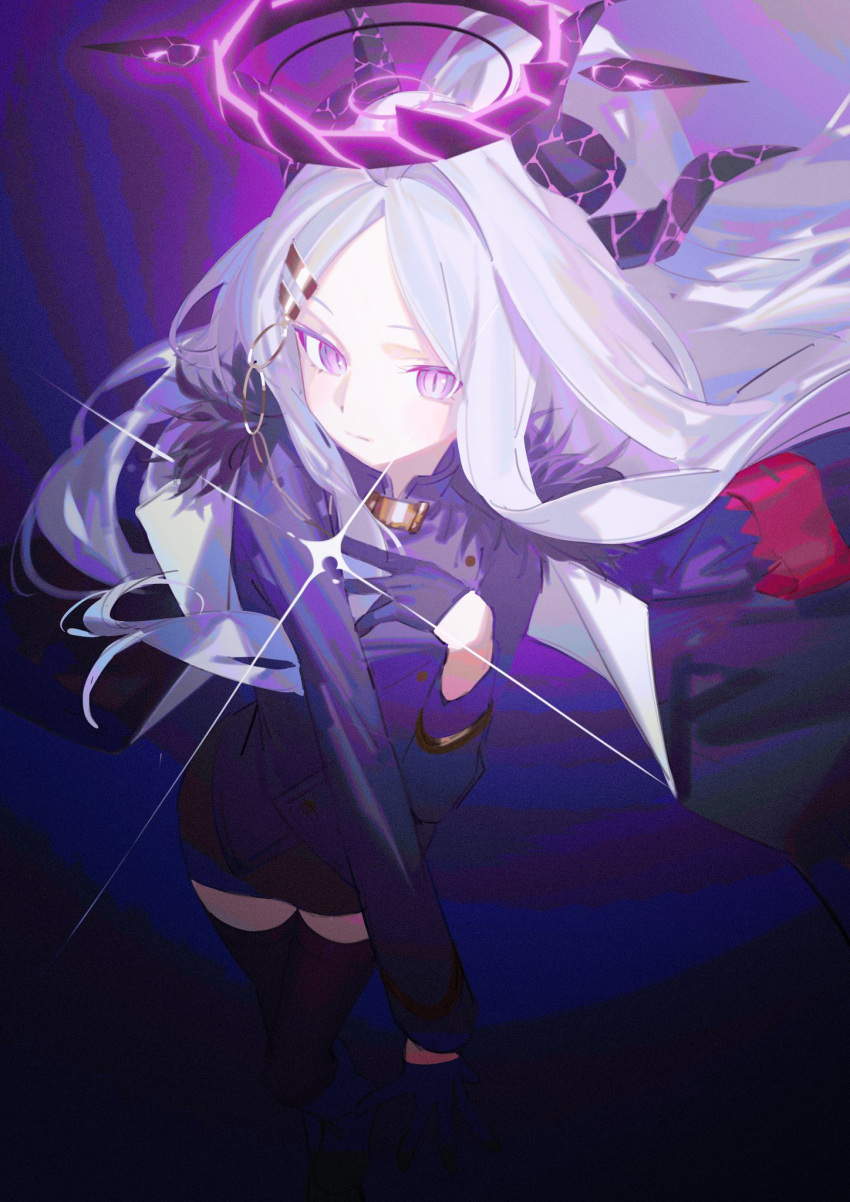 Safebooru - 1girl black gloves black shirt black skirt black thighhighs blue archive closed ...