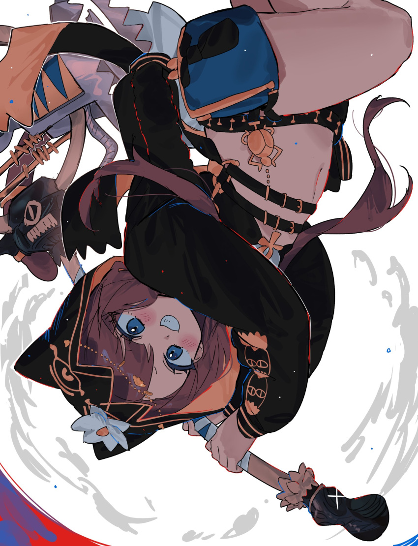 Safebooru - 1girl absurdres animal hood arknights black shorts blue eyes brown hair cat hood ...