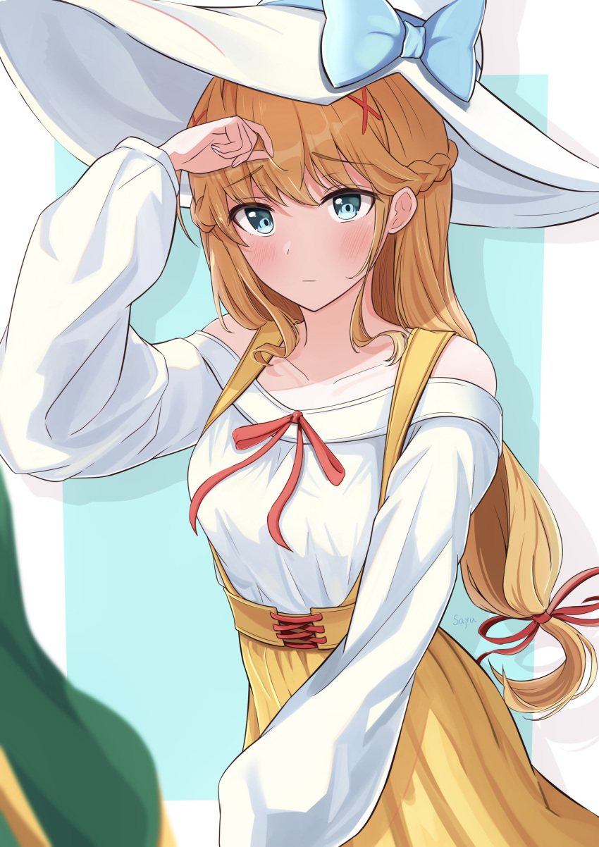 Safebooru - 1boy 1girl absurdres alternate costume blonde hair blue eyes blush braid closed ...