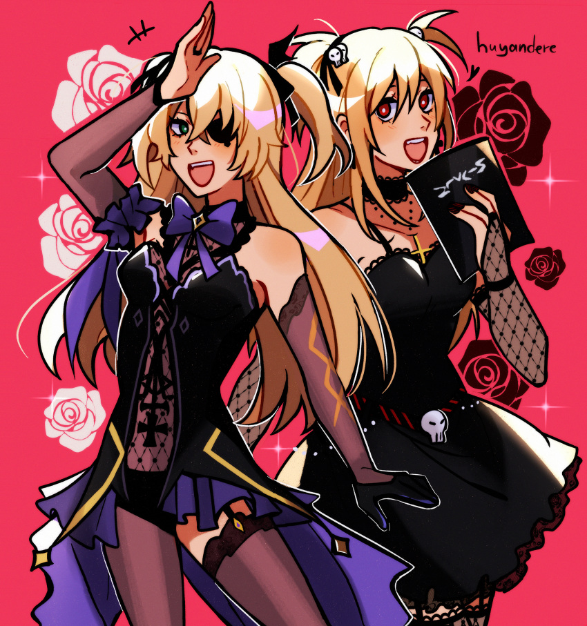 Safebooru - 2girls absurdres amane misa black nails blonde hair breasts bridal gauntlets choker ...