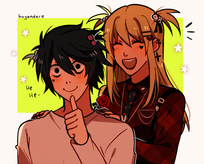 Safebooru - 1boy 1girl absurdres amane misa blonde hair blush cross ...