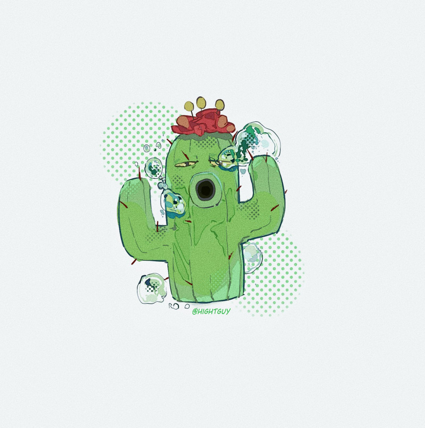 Safebooru - artist name black eyes bubble cactus cactus (plants vs zombies) colored sclera ...