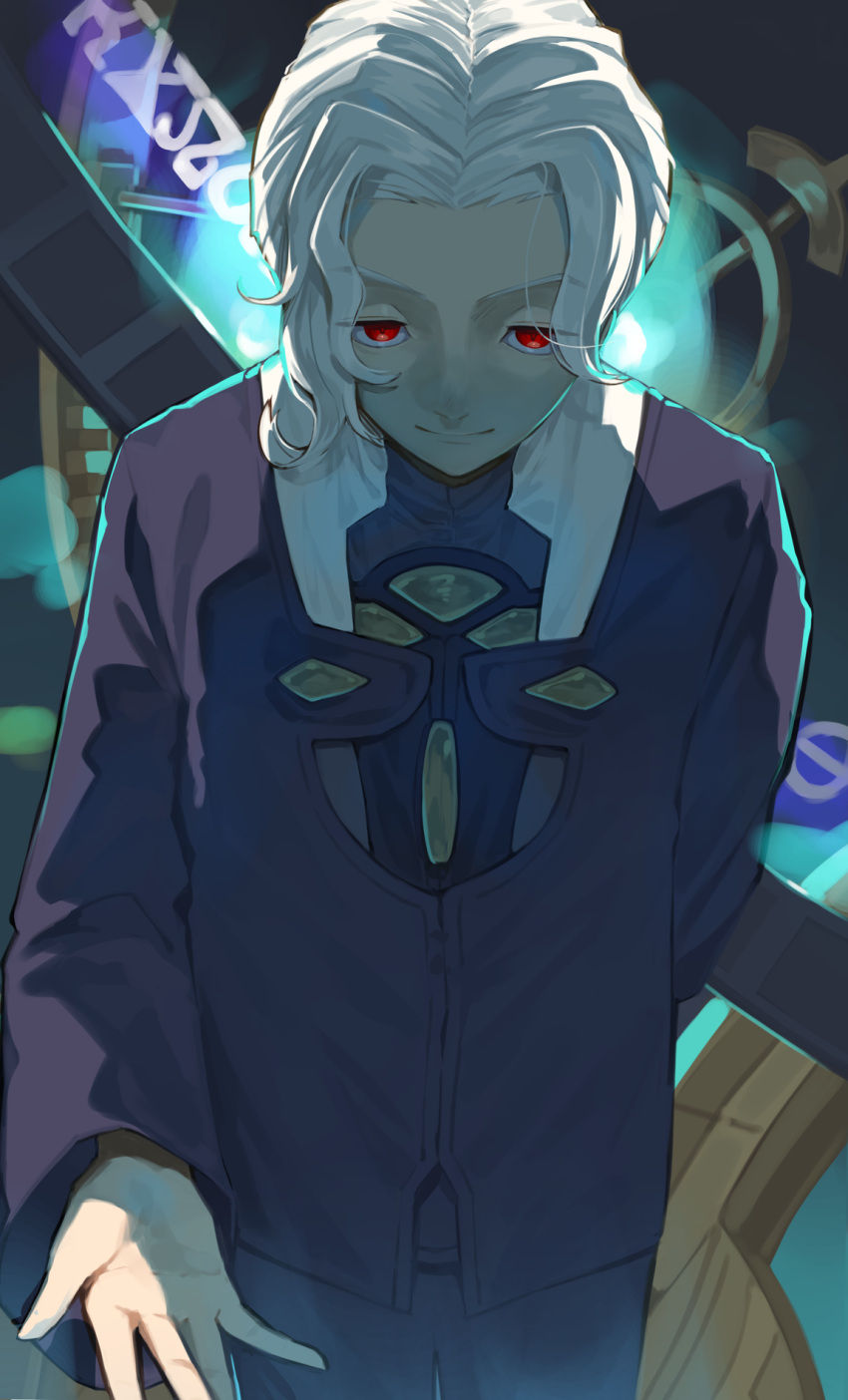 Safebooru - 1boy arm up asagi1111 black coat black pants closed mouth coat commentary request ...