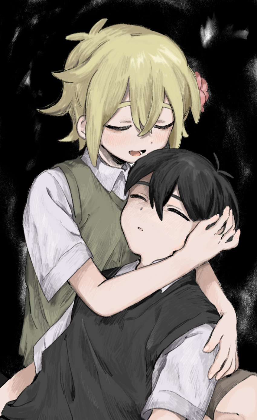 Safebooru - 2boys ^ ^ absurdres antenna hair arms at sides atama ga pa basil (faraway) (omori ...