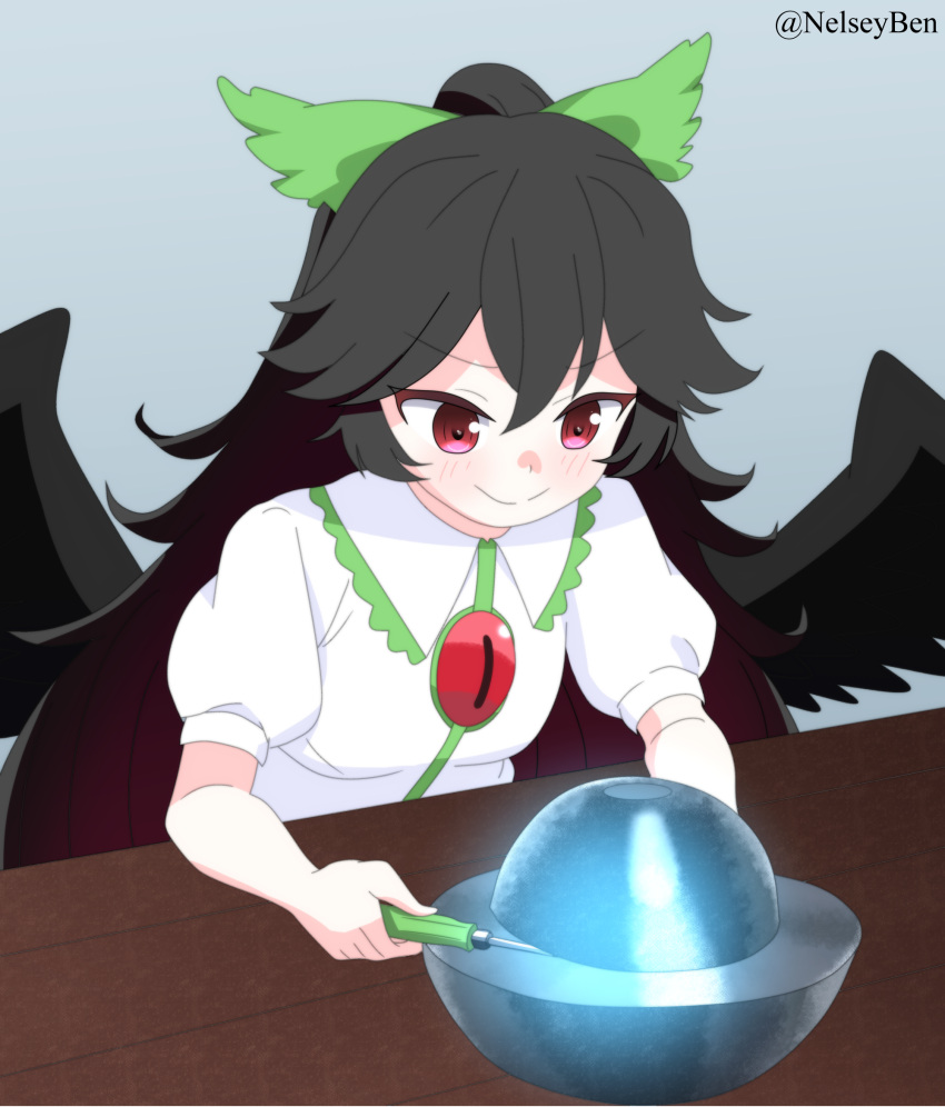 Safebooru - 1girl black hair black wings bnelsey bow breasts closed ...