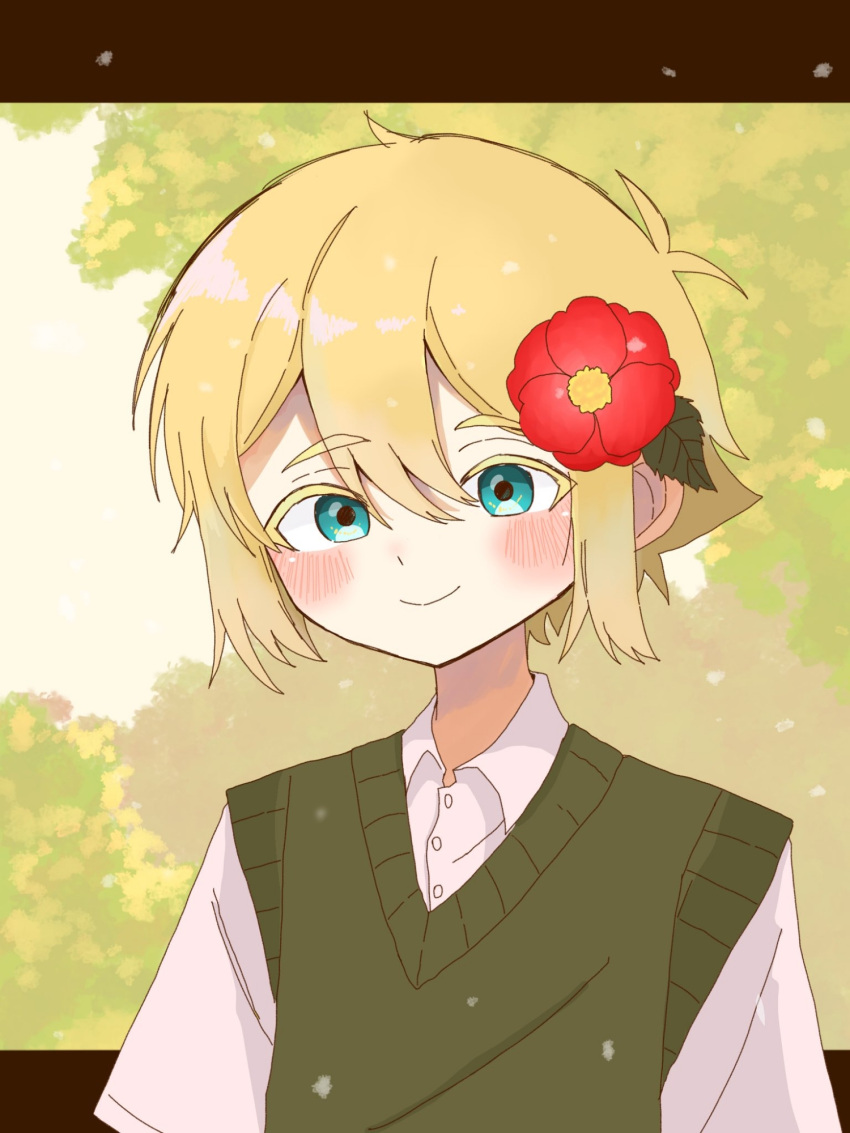 Safebooru - 1boy antenna hair basil (faraway) (omori) basil (omori) blonde hair blue eyes closed ...