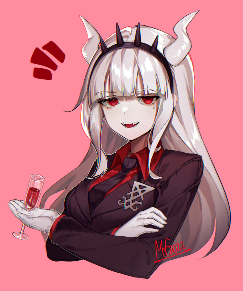 Safebooru - 1girl alcohol between fingers black hairband black jacket ...