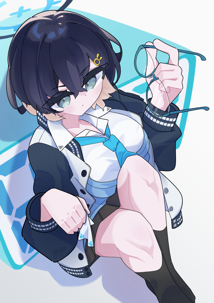Safebooru - 1girl absurdres black hair black socks blue archive breasts chihiro (blue archive ...