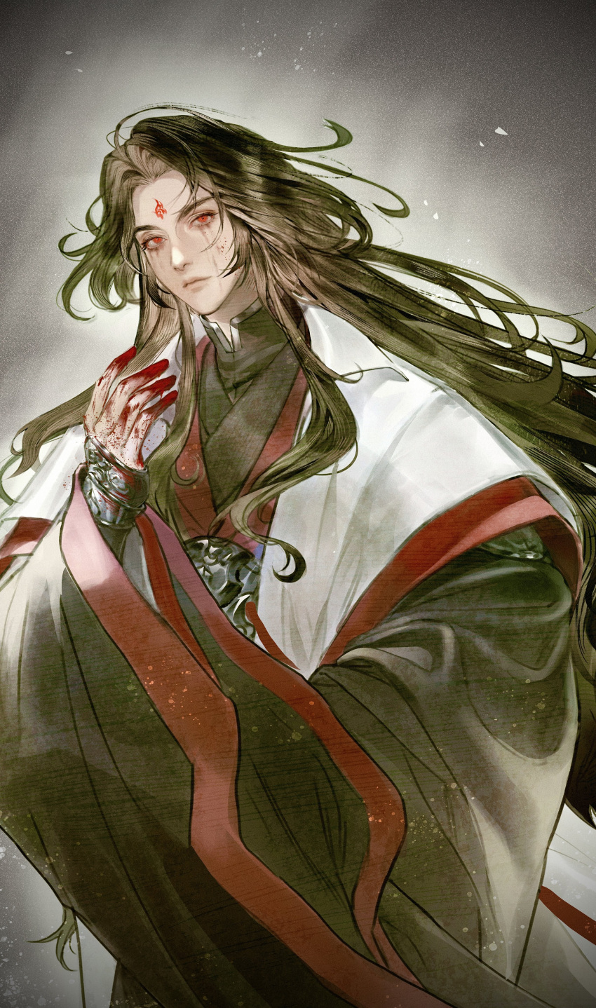 Safebooru - 1boy absurdres armor black hair black hanfu blood blood on ...