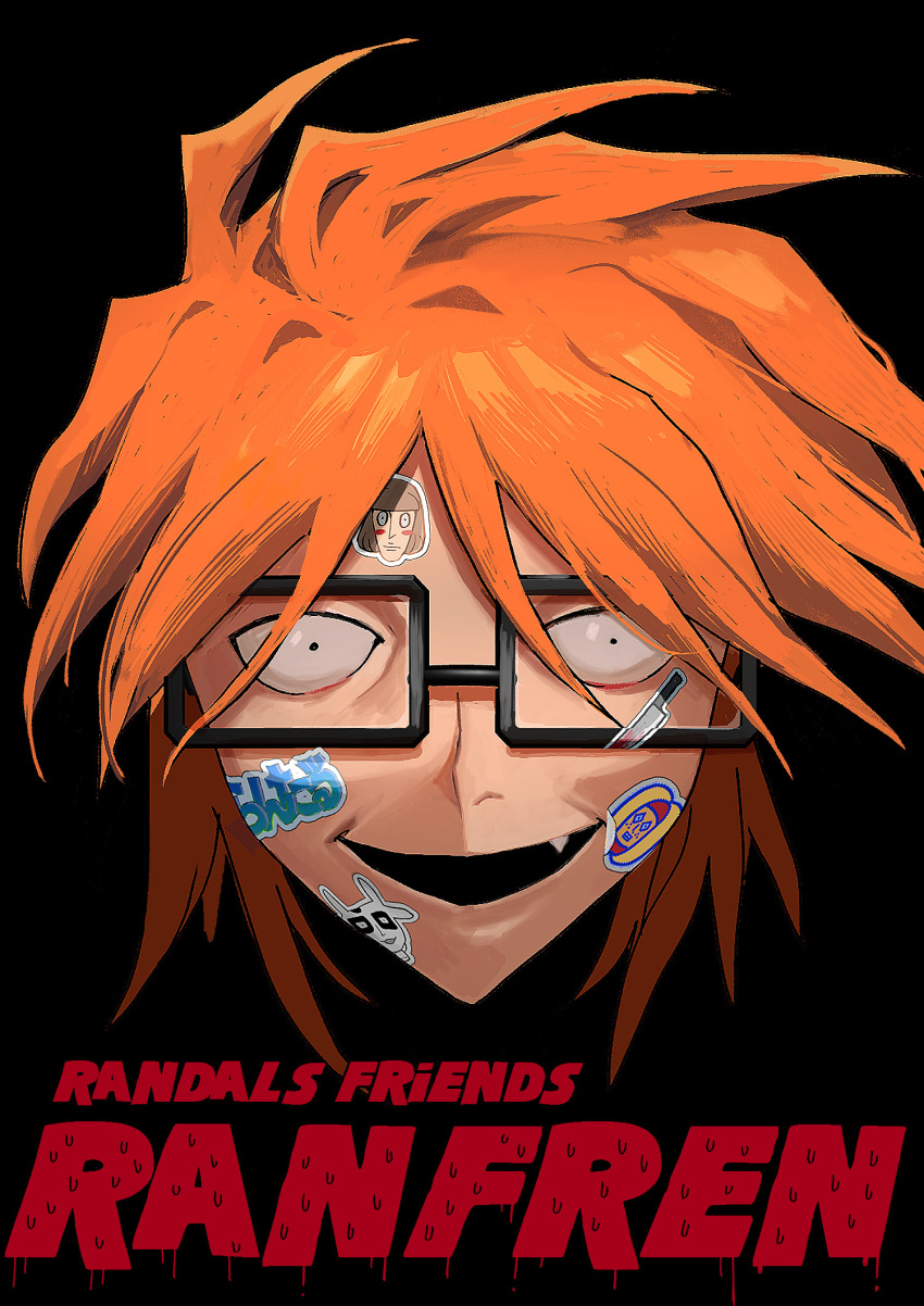 Safebooru - 1boy black background black eyes english commentary fang ...