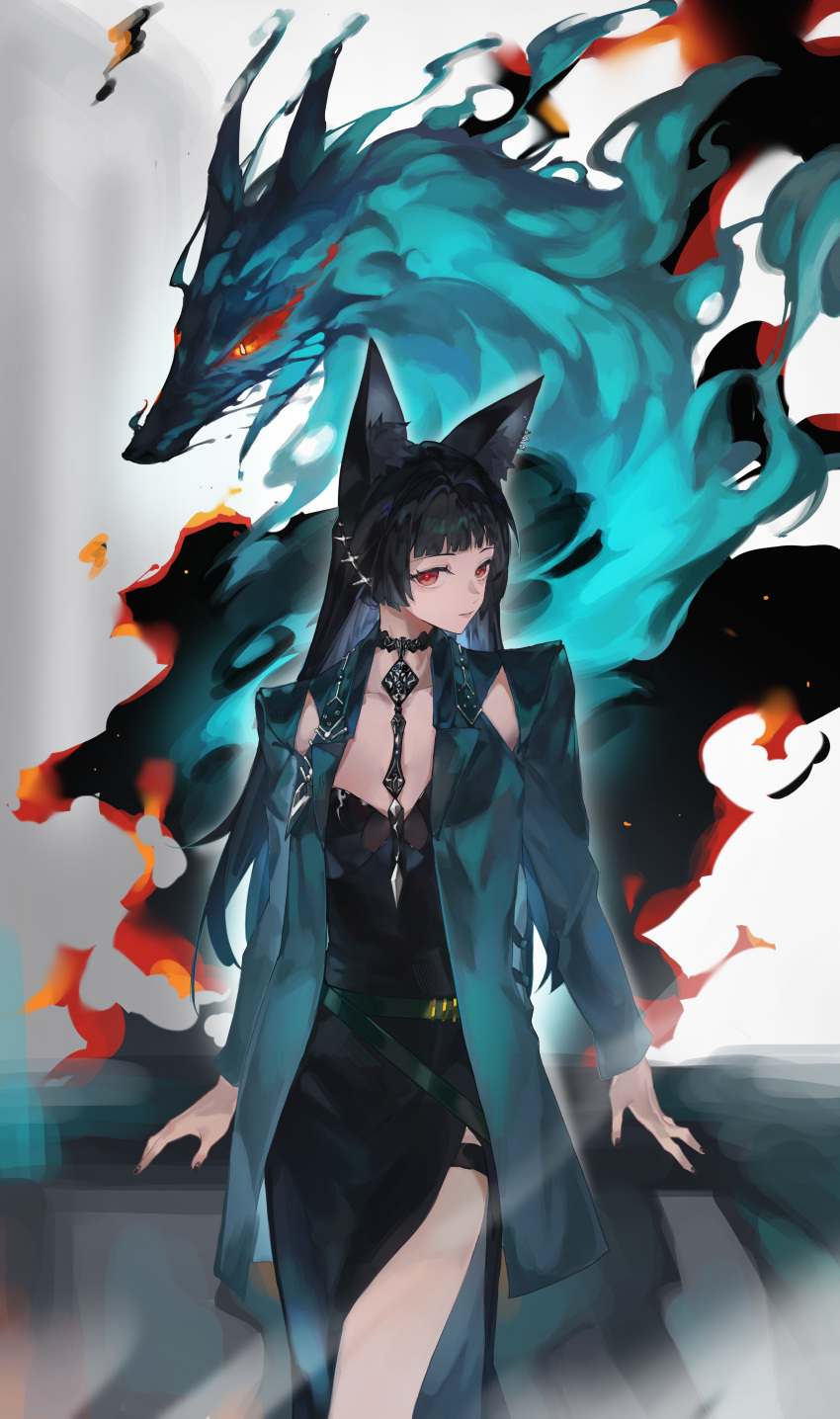 Safebooru - 1girl absurdres animal ear fluff animal ears black dress blunt bangs blunt sidelocks ...