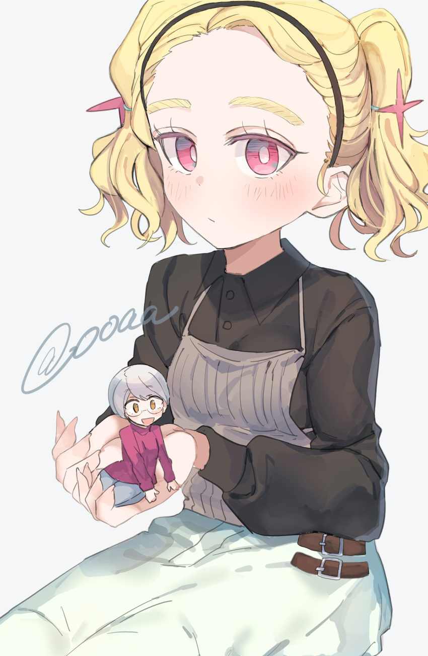 Safebooru - 00aa357878 2girls absurdres black hairband blonde hair borrowed character breasts ...