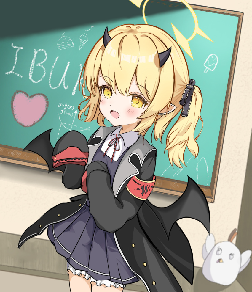 Safebooru - 1girl apocrypha (pixiv 1654161151) black jacket blonde hair blue archive blush demon ...