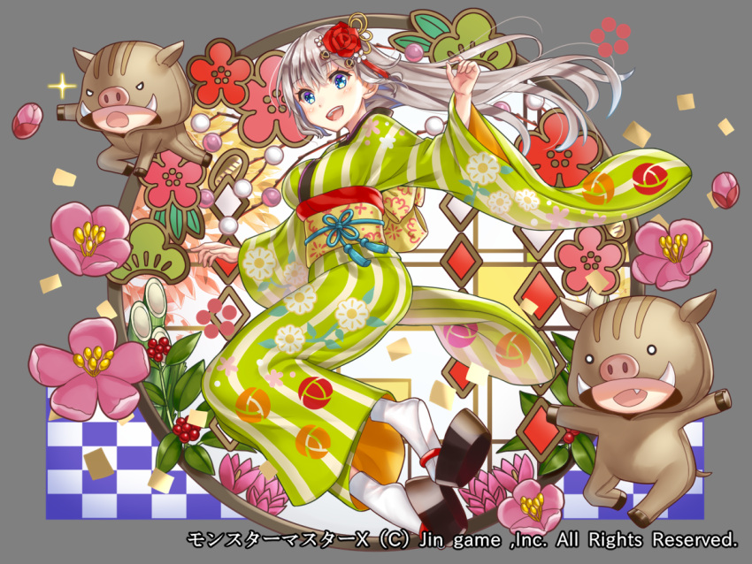 Safebooru - 1girl blue eyes blush boar breasts fantasy grey background ...