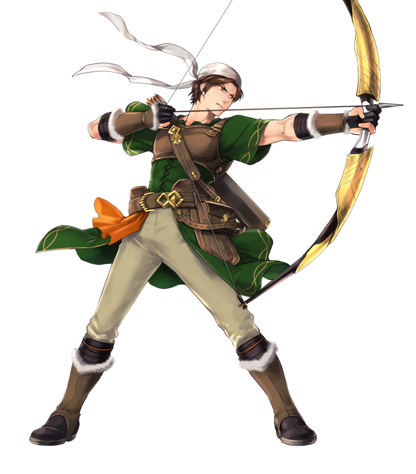 Safebooru - 1boy arrow bandanna belt boots bow (weapon) brown eyes brown hair facial mark ...