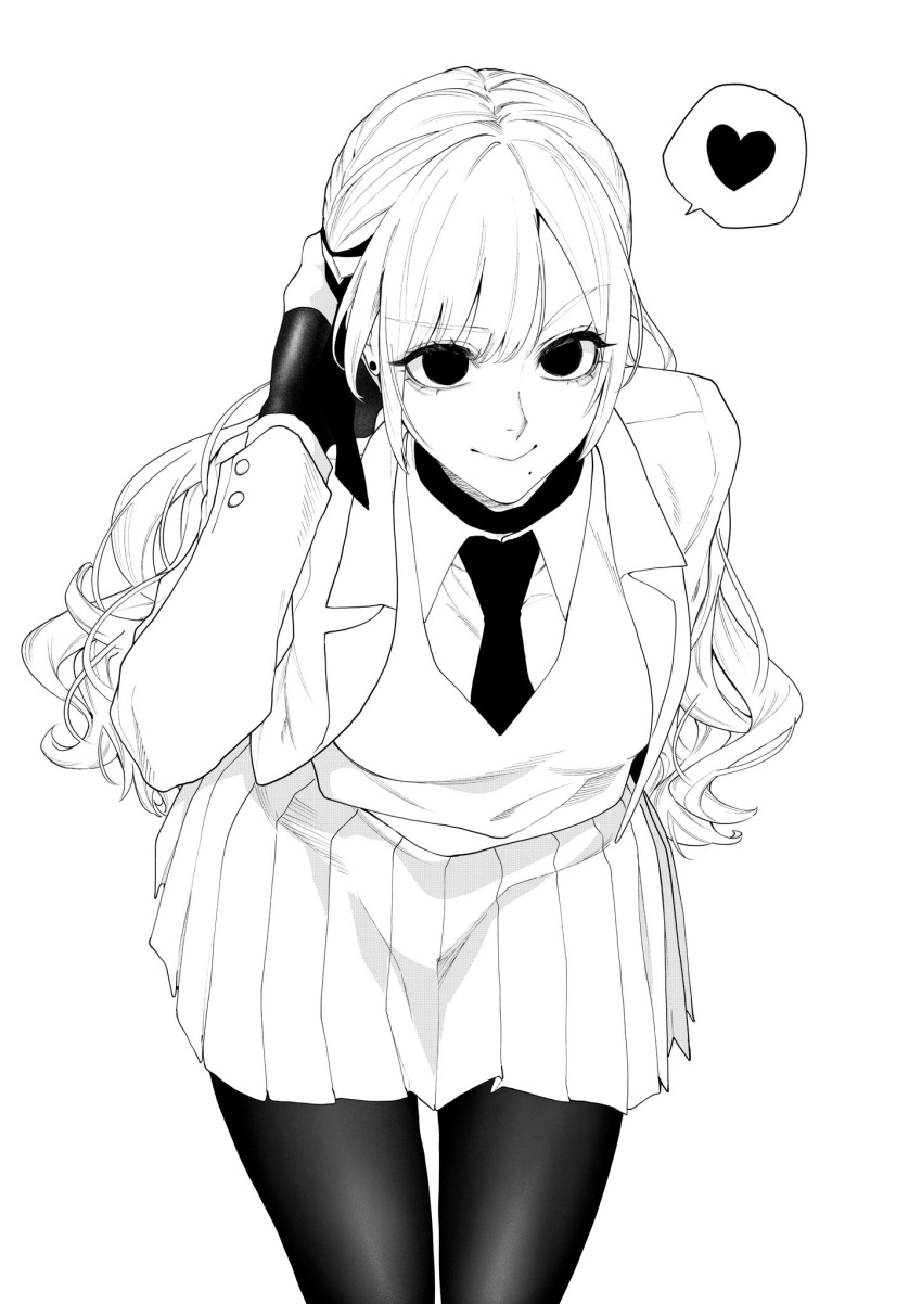 Safebooru - 1girl bangs breasts cgy iy empty eyes greyscale heart ...