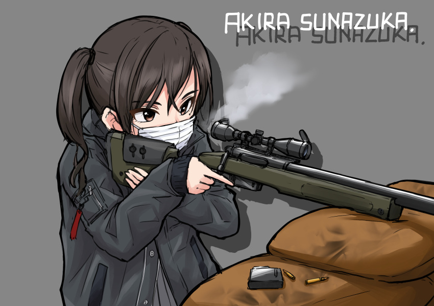 Safebooru - 1girl aiming asanaya breath brown eyes brown hair character ...