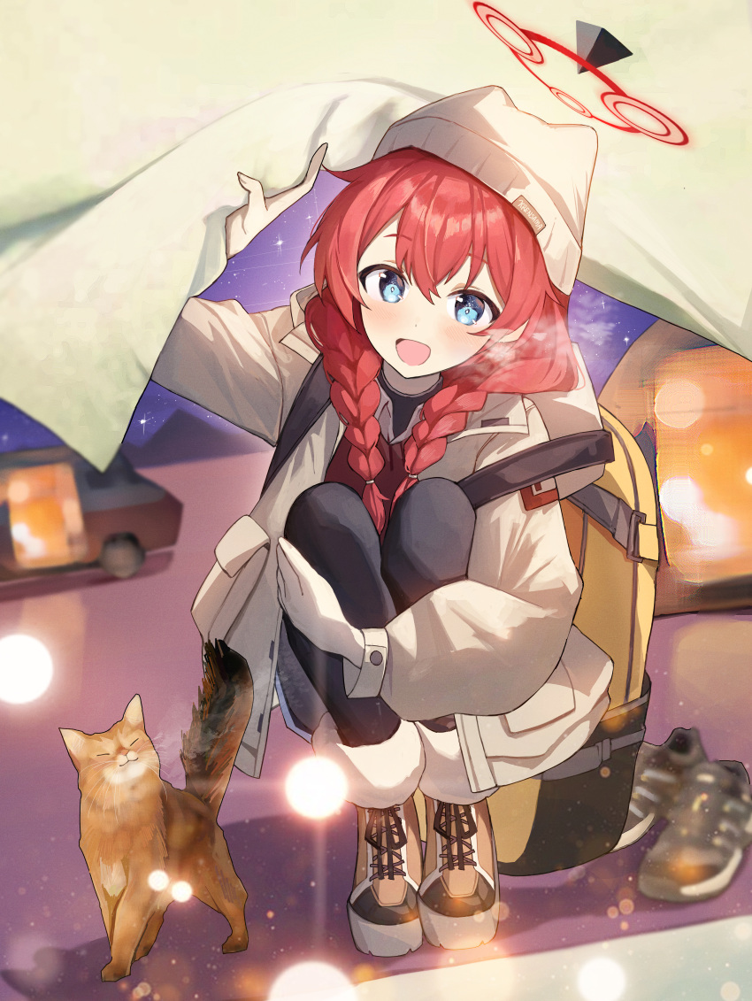 Safebooru - 1girl absurdres animal animal ear headwear beanie black pantyhose blue archive blue ...