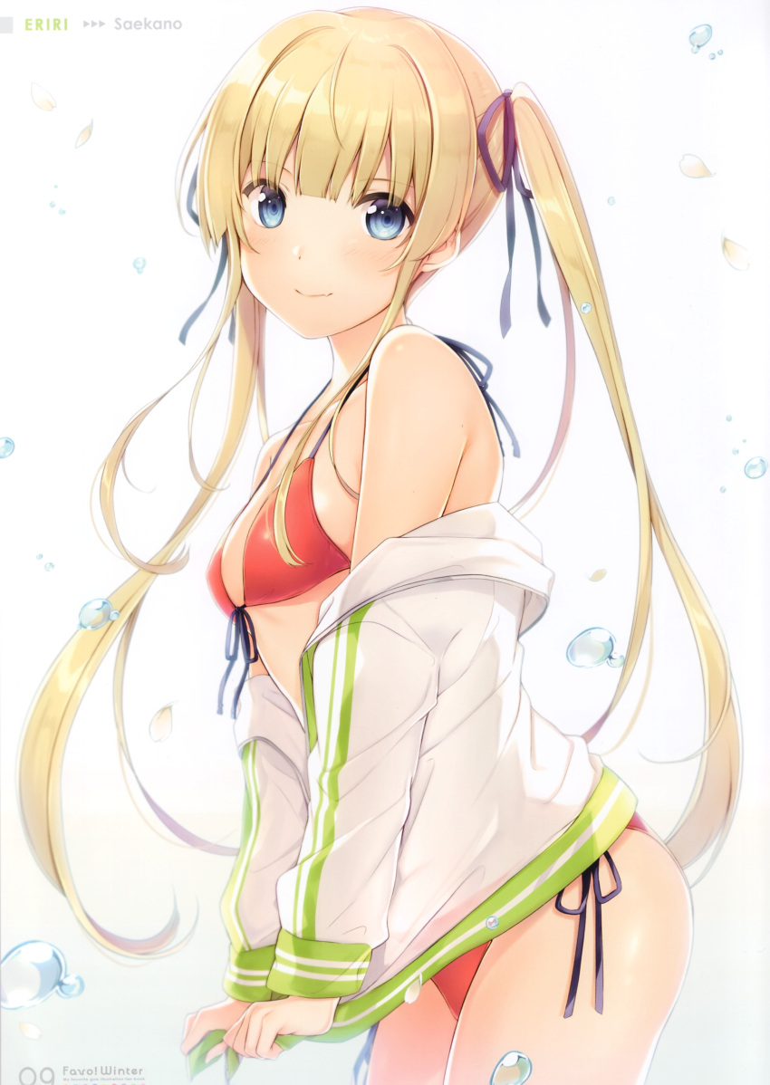 Safebooru - 1girl 6u (eternal land) :d absurdres bangs bare shoulders bikini blonde hair blue ...
