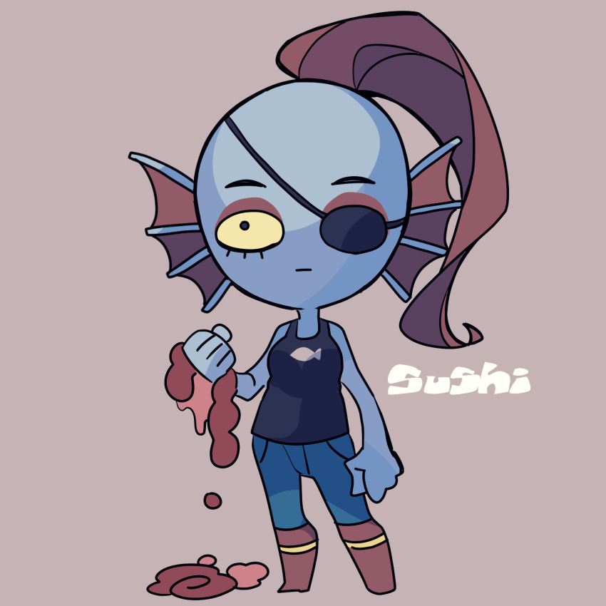 Safebooru - 1girl blue skin brown shoes chibi chibi only closed mouth ...