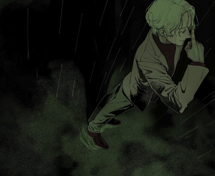Safebooru - blazer highres jacket johan liebert looking at another ...