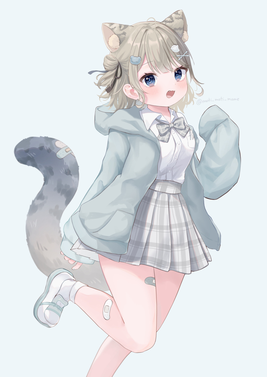 Safebooru - 1girl :d absurdres animal ears bandaid bandaid on leg bandaid on thigh blue eyes ...